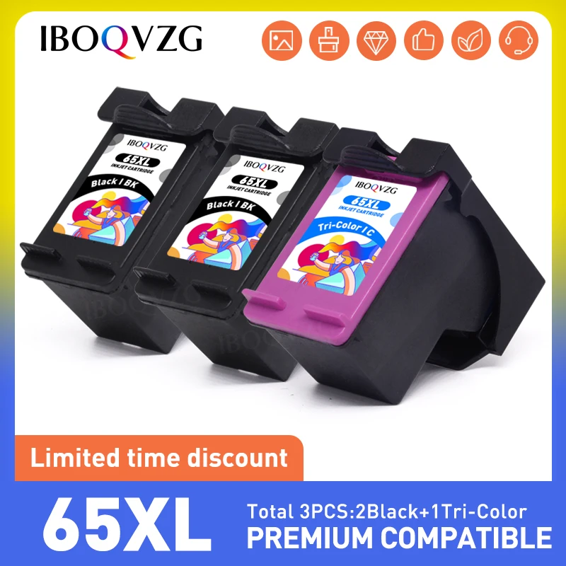 IBOQVZG-cartucho-de-tinta-para-impresora-HP-65XL-para-HP65-Deskjet-2620 ...