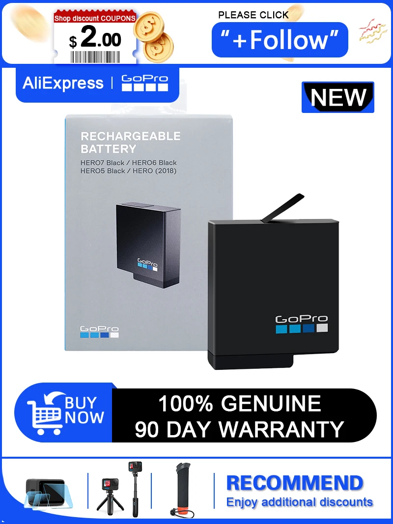 GoPro-Hero7-Black-1220mAh-High-performance-battery-For-Go-Pro-Hero8 ...