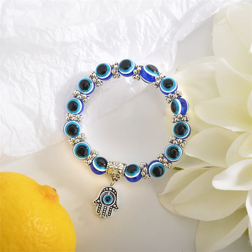 Vintage Blue Evil Eye Bracelet for Women Wishing Lucky Amulet Hand of Fatima Bracelet for Men ...