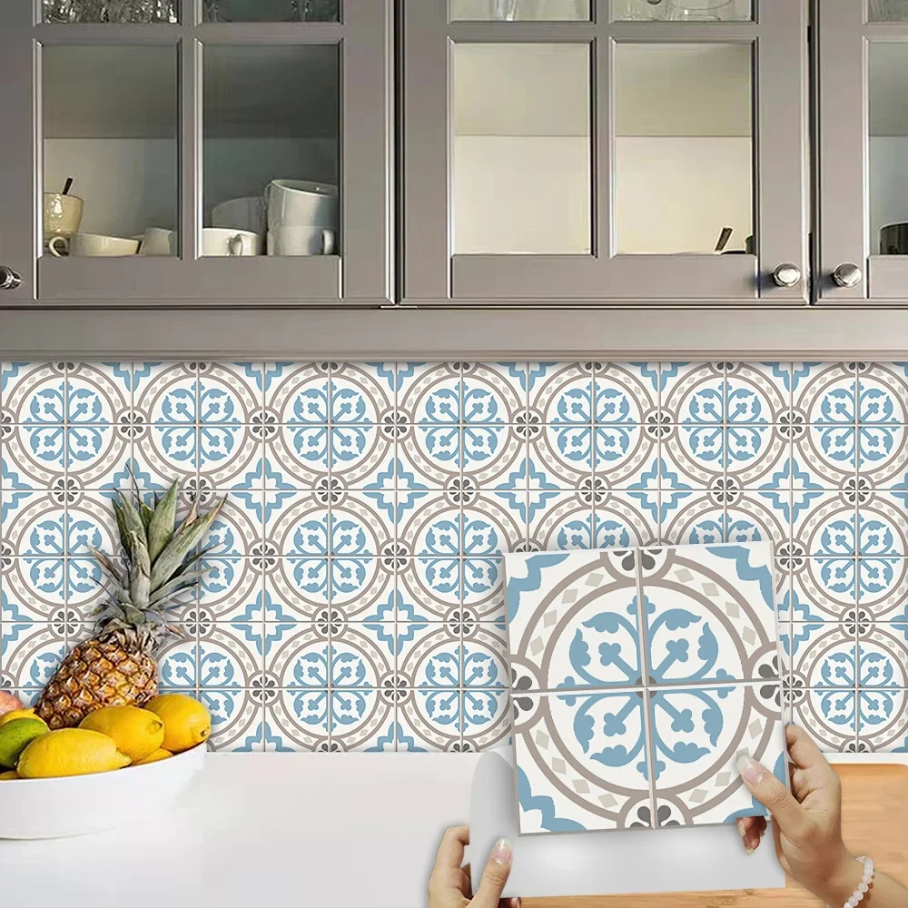 10/15/20/30cm European Style Tiles Sticker Kitchen Backsplash Oil-proof ...