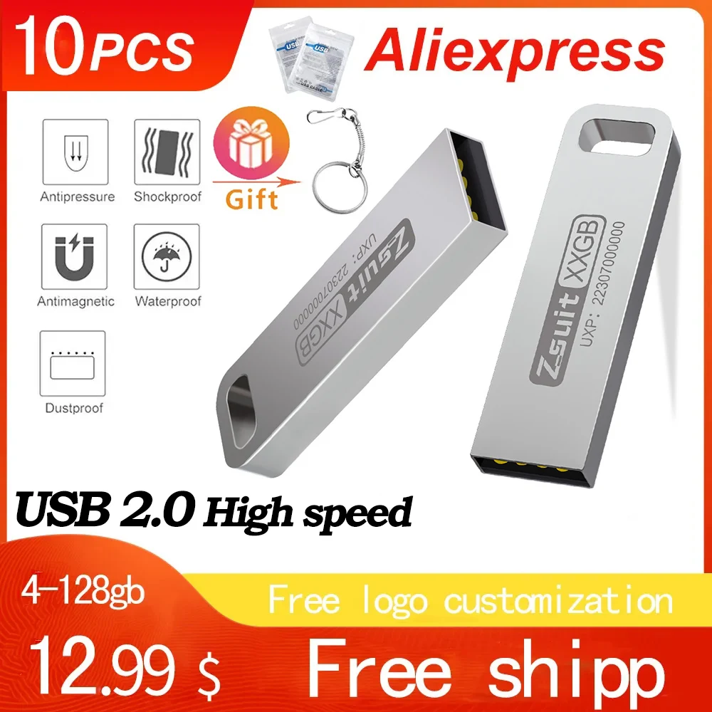 New-10pcs-Lot-Flash-Drives-64GB-Memory-Stick-for-Mobile-128GB-Metal-USB ...