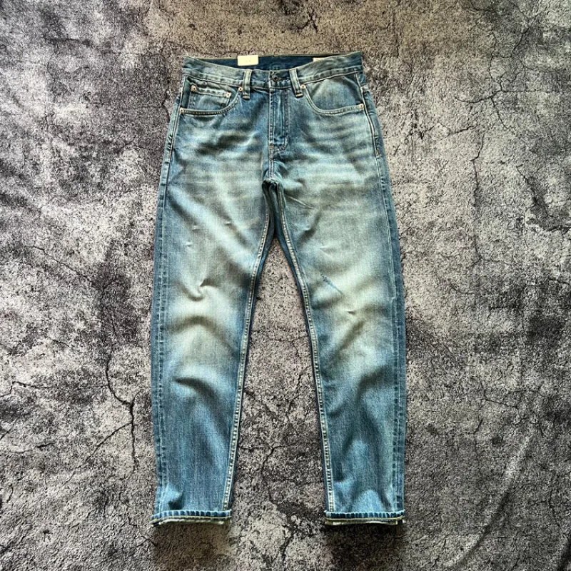 American-Casual-Vintage-100-Cotton-White-Washed-Denim-Jeans-for-Men-Red ...