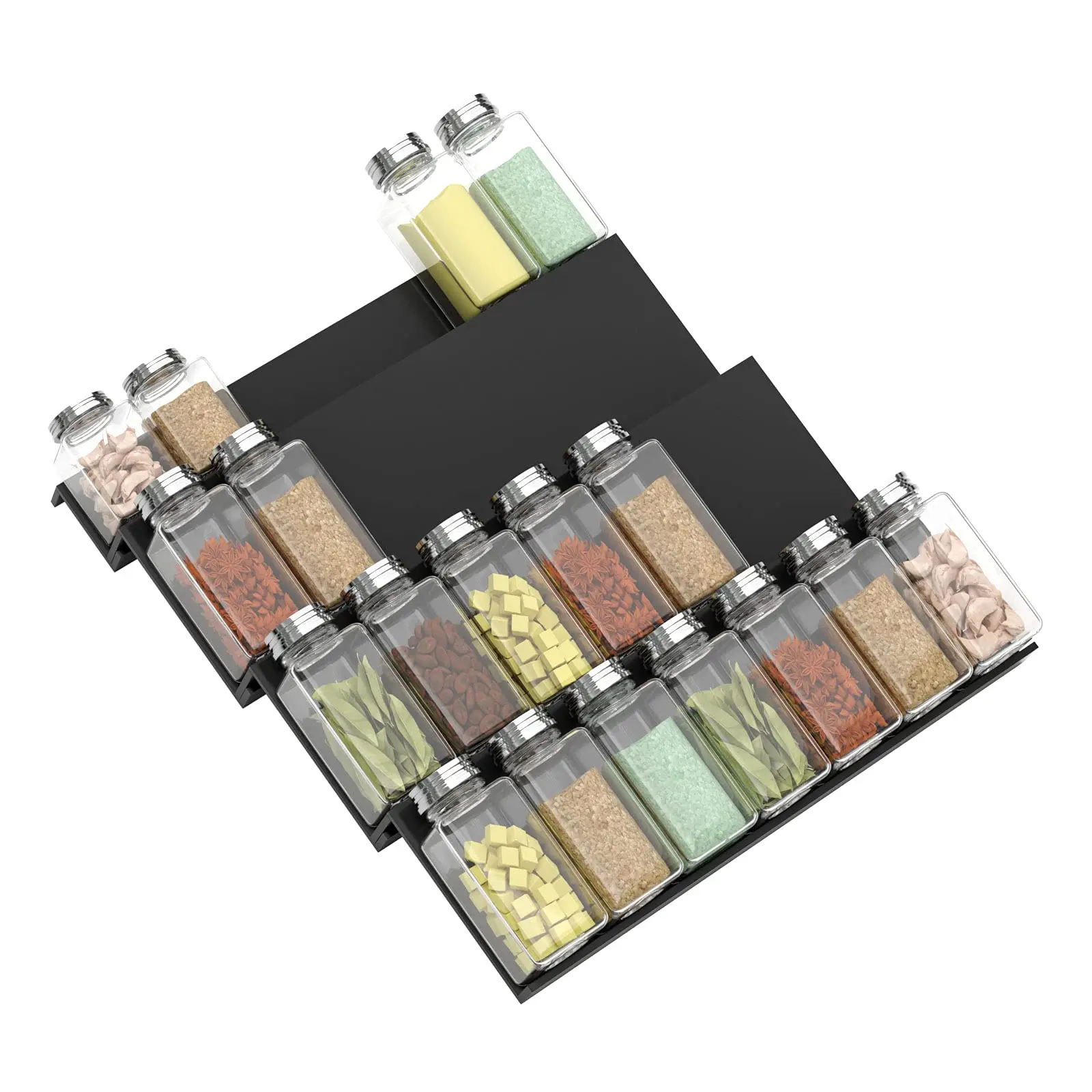 Acrylic-4-Tier-Spice-Drawer-Organizer-Rack-Seasoning-Jars-Drawer-Insert ...