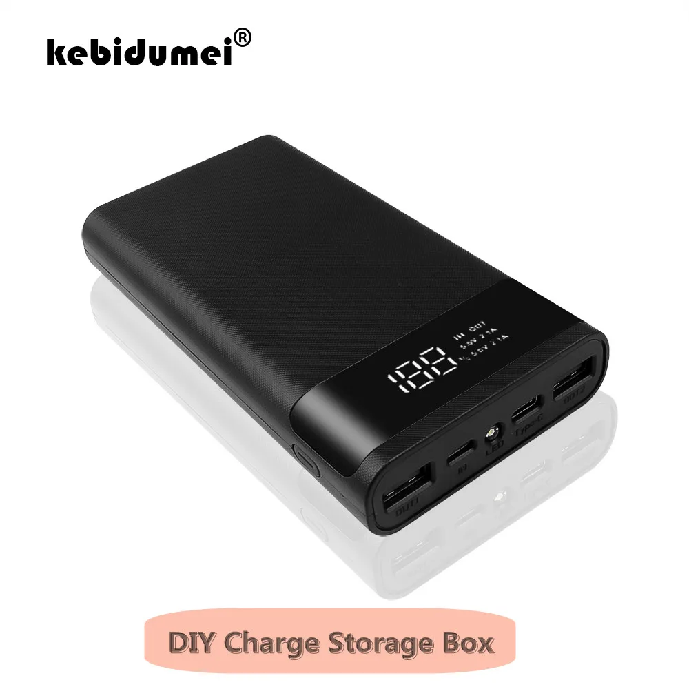 Kbt New Dual Usb Micro Usb Type C Power Bank Shell 5v Diy 4/6*18650 ...