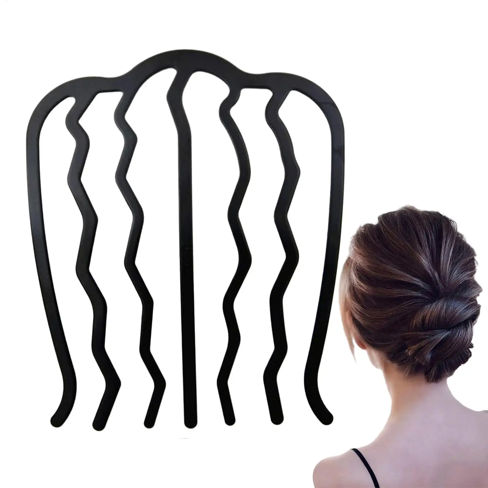 Metal hair side comb hair fork clip teeth hair clip rod for high bun ...