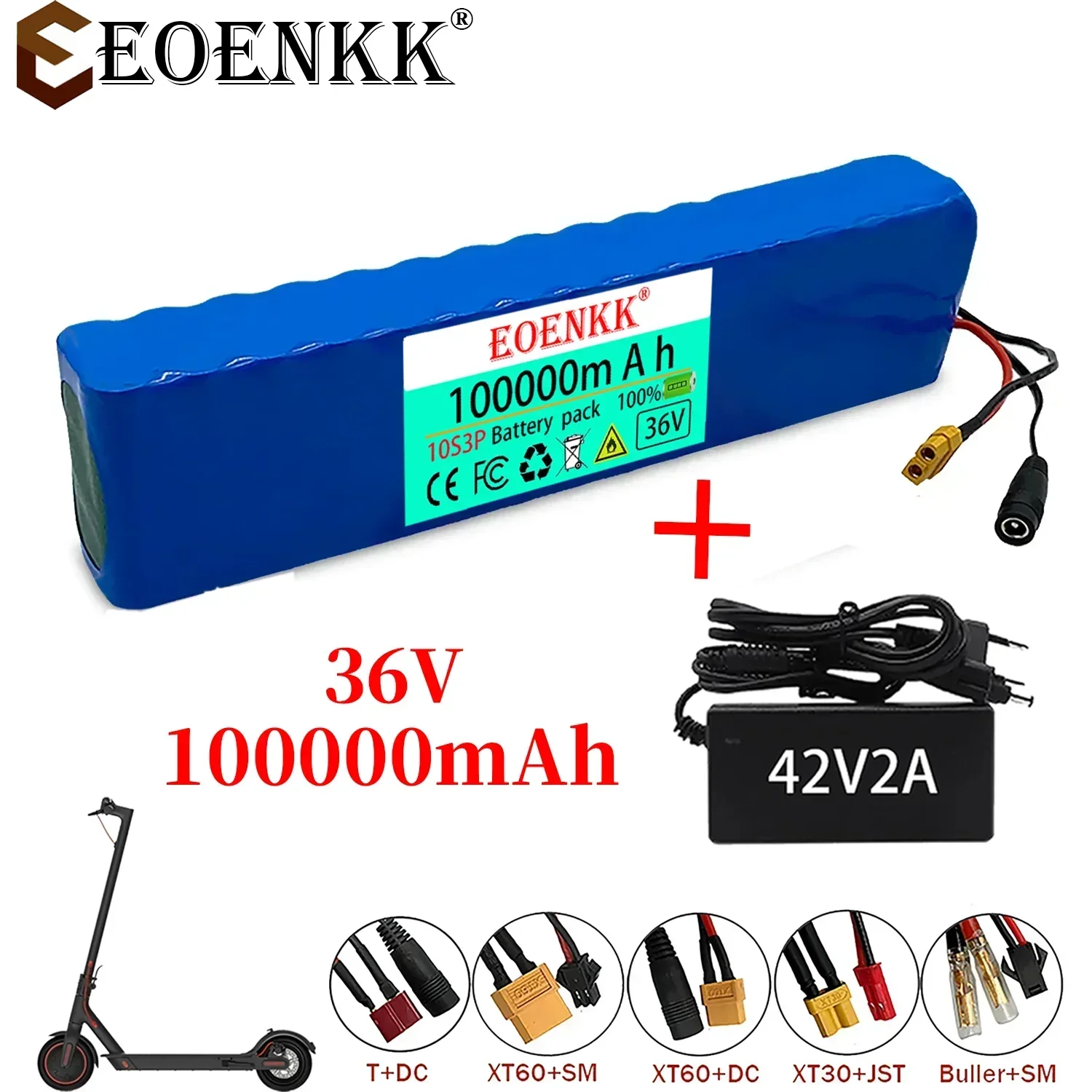 EOENKK-10S3P-36V-100Ah-18650-Rechargeable-Lithium-Battery-Pack-1000W ...