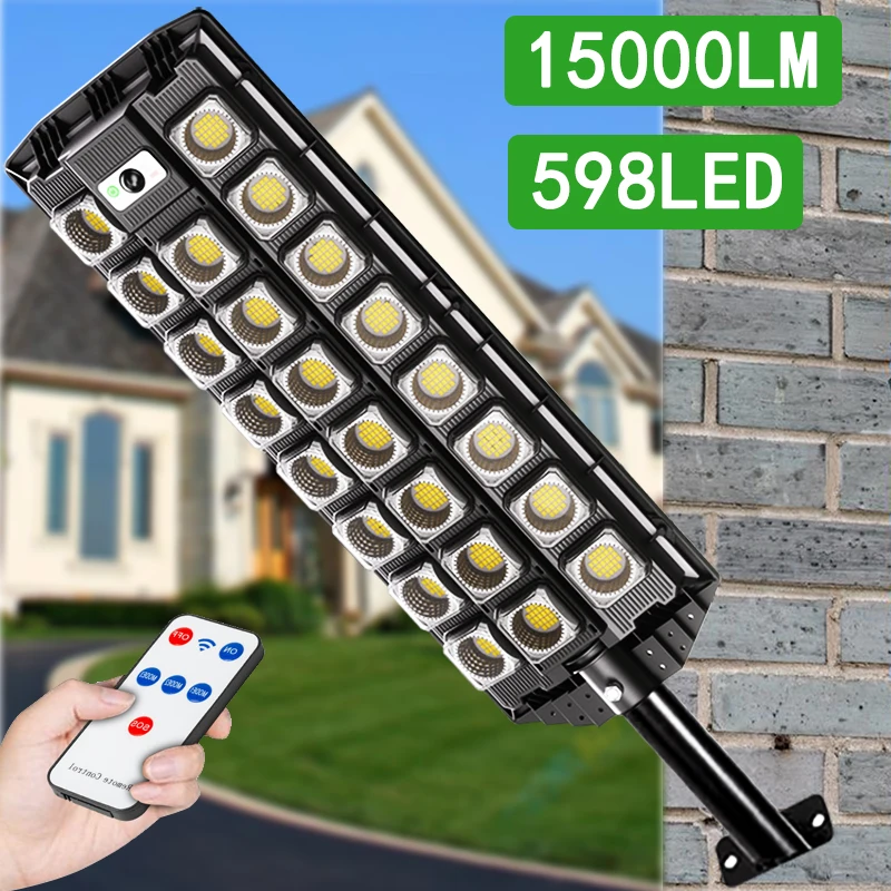598LED Solar Lights Outdoor Garden 15000 Lumens Lighting House Yard ...