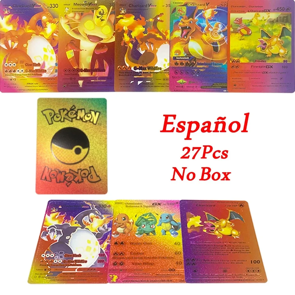 Gold Pikachu Cards Box Gold Silver Spanish/English/French/German Card ...
