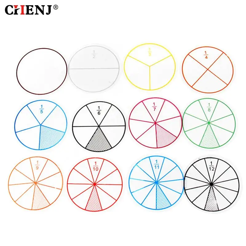 12Pcs-Kids-Mathematics-Fraction-Teaching-Tool-Plastic-Protable-Children ...