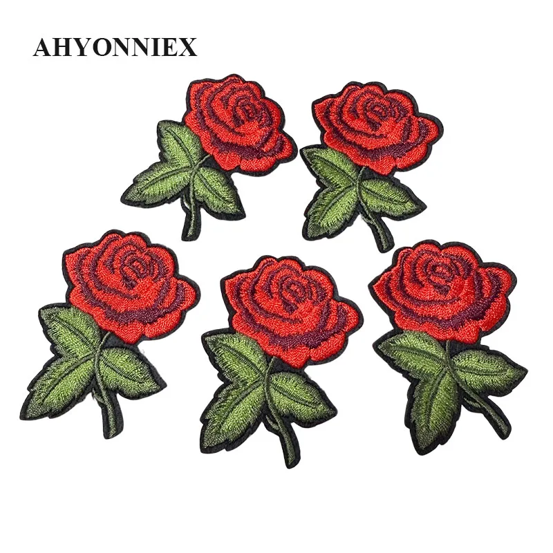 5pcs/lot Rose Flower Fabric Embroidered Patch Cap Clothes Sticker Bag ...
