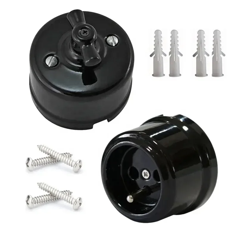 Wall FR Socket 16A Surface Mount High Quality Retro Ceramic Rotary ...