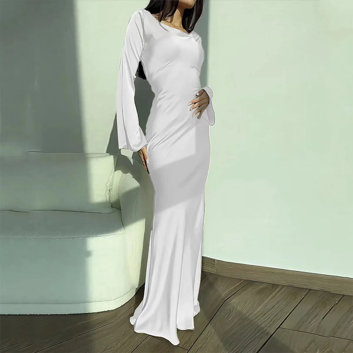 Muslin-Robes-Vintage-Elegant-O-Neck-Bodycon-Party-Evening-Dresses-Solid ...