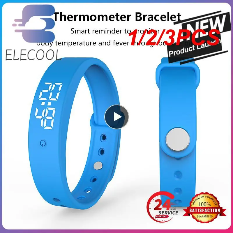 1-2-3PCS-Body-Temperature-Monitor-Thermometer-Vibration-Alarm-Wristband ...