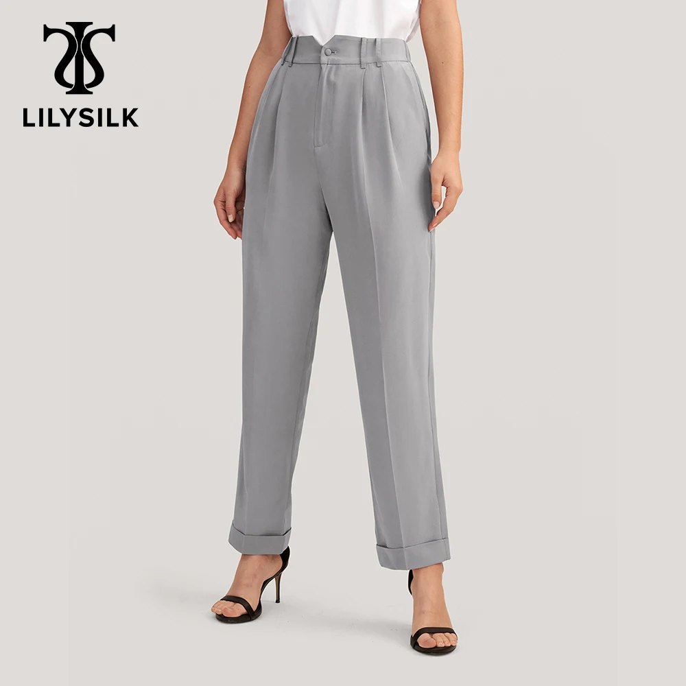 LILYSILK-pantalones-de-seda-para-mujer-pantal-n-informal-liso-ajustado ...