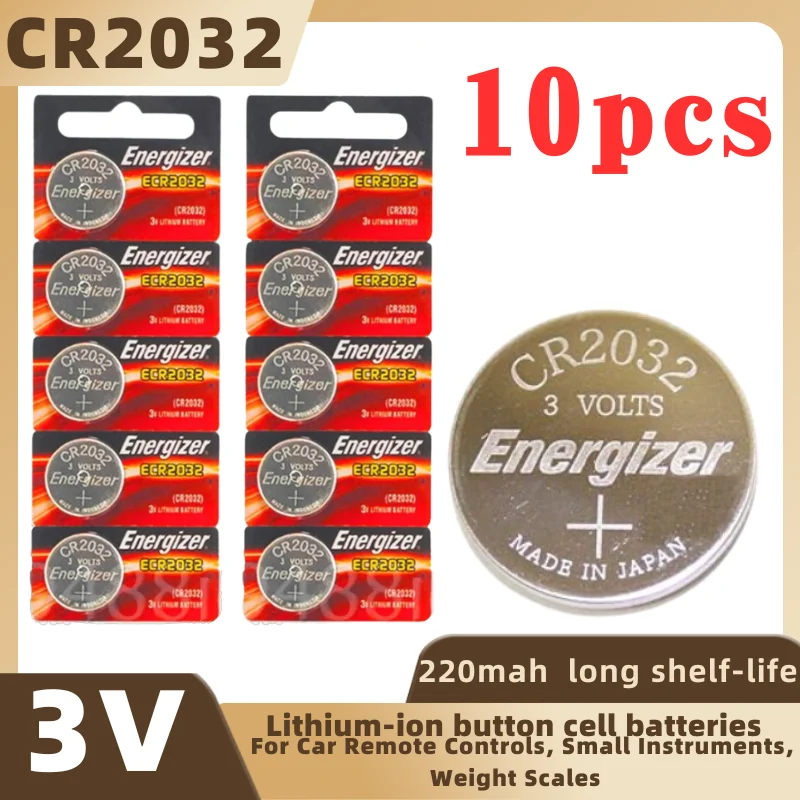 10pcs-cr2032-3V-Lithium-coin-cell-DL2032-BR2032-5004LC-CR2032-For-watch ...