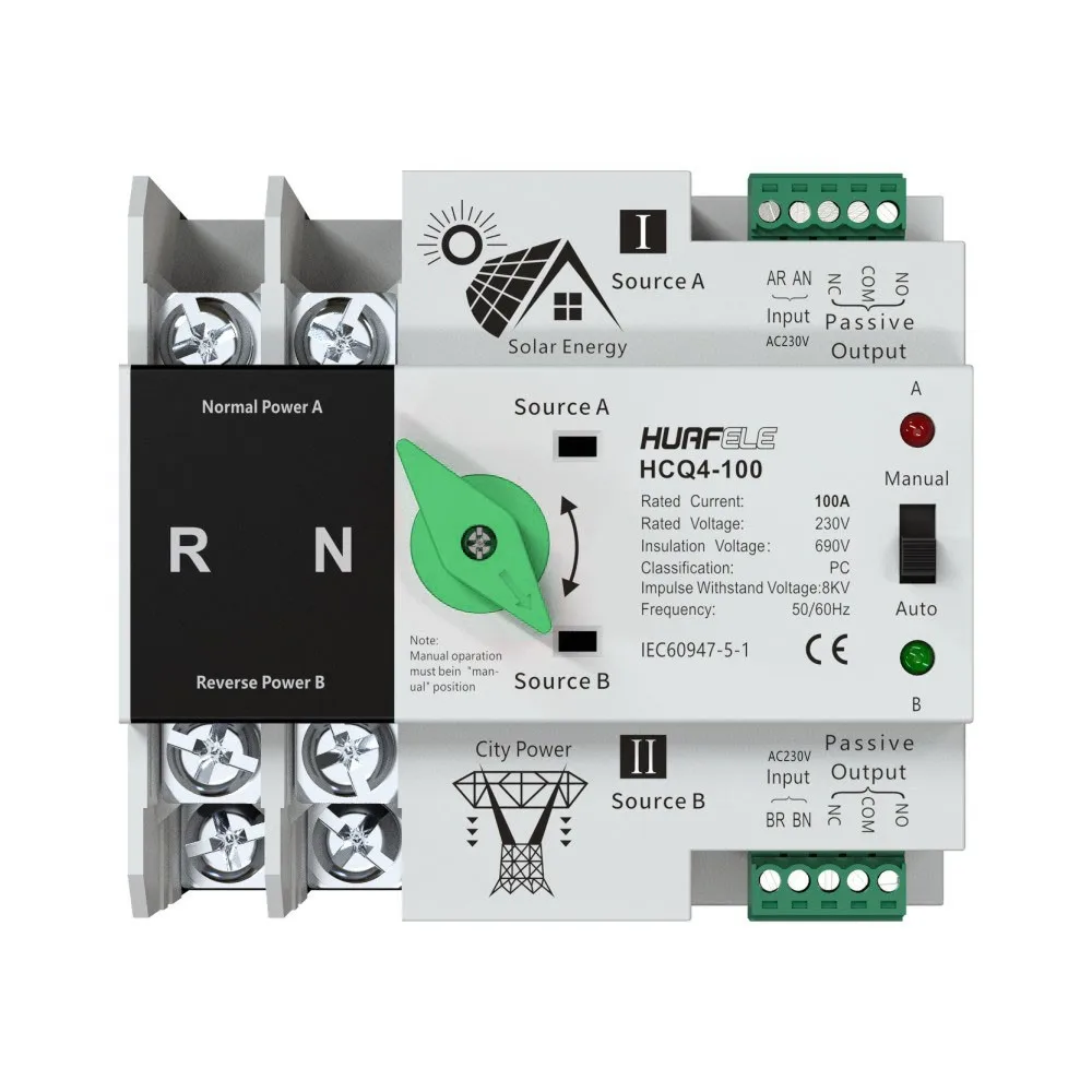 2P 3P 4P Din Rail ATS PV Inverter Dual Power Automatic Transfer ...