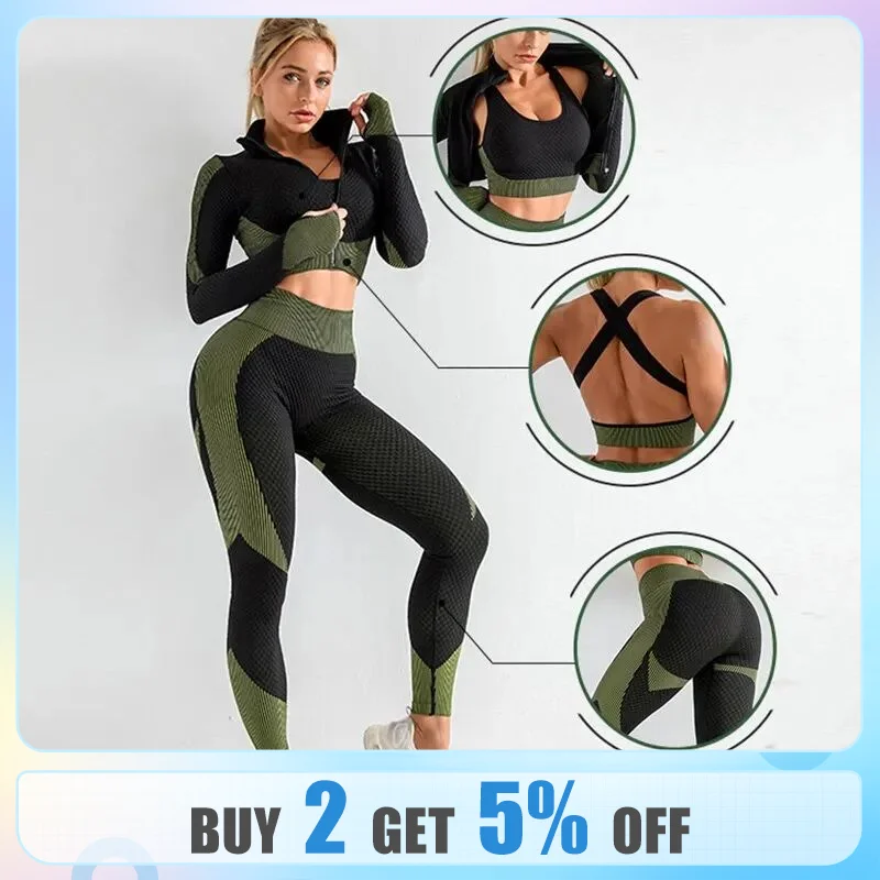 Women-2-3pcs-Seamless-Workout-Outfits-Sets-Yoga-Sportswear-Tracksuit ...