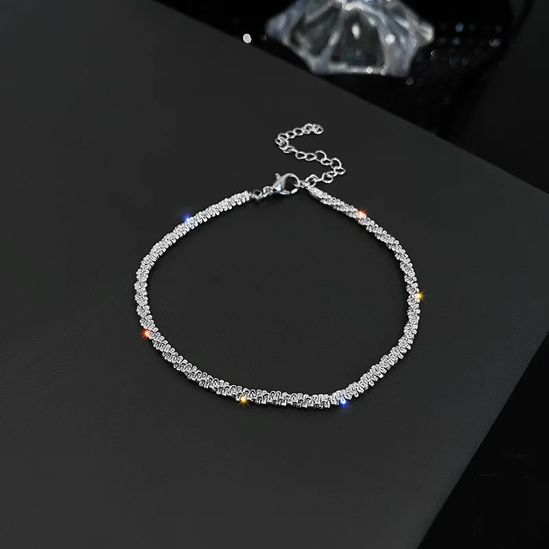 Stainless steel fashion simple shiny chain bracelet for women ...