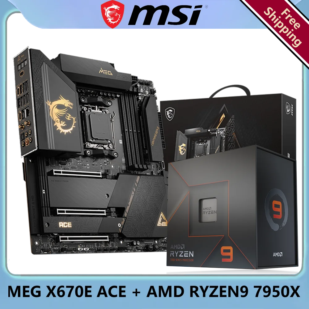 AMD RYZEN9 7950X CPU + MSI MEG X670E ACE DDR5 Socket AM5 X670 WiFi E ...