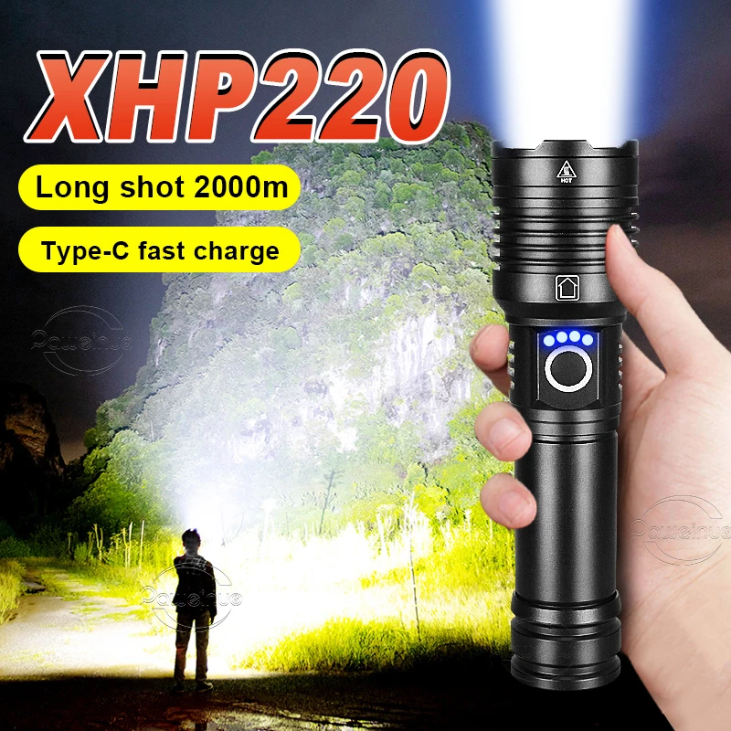 NEW High Power LED Flashlight XHP220 Super Bright Usb Rechargeable ...