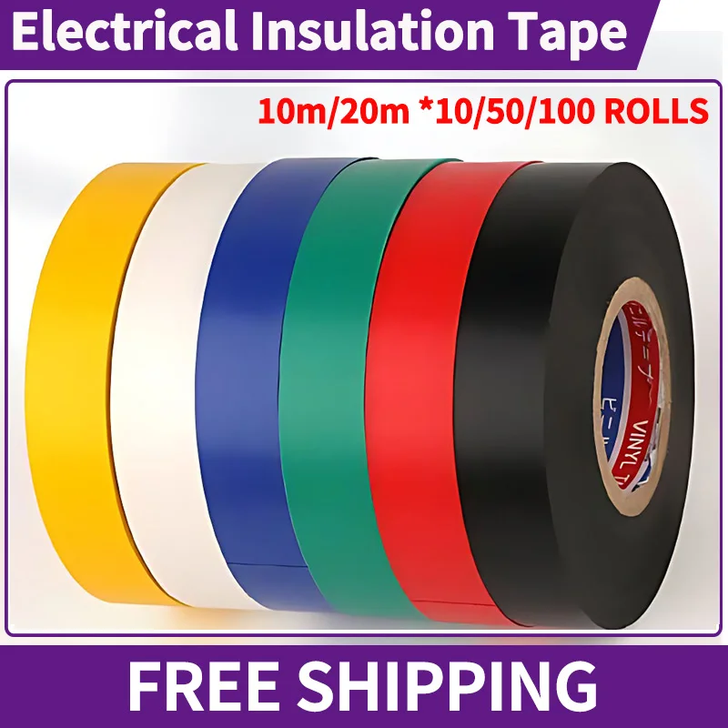 10-50-100-Rolls-Electrical-Tape-Wire-Insulating-Tape-Adhesive-Colored ...