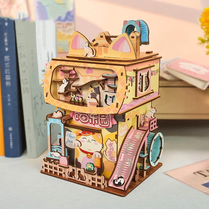 DIY-Wooden-Cat-s-House-Storage-Box-Model-Building-Kits-City-Street-View ...
