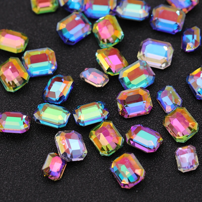 10pc-Glitter-Rectangle-Shape-Glass-Rhinestones-With-Claw-Sew-On-Crystal ...