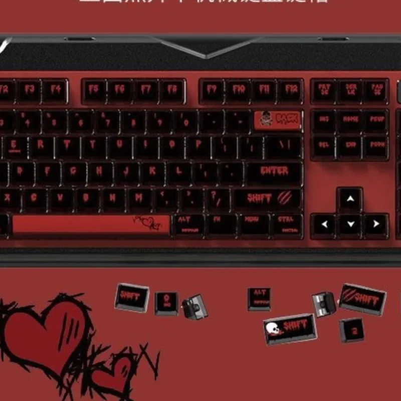 Gothic-Punk-Red-Black-116-Keys-ASA-Low-Profile-PBT-Key-Caps-Gateron-MX ...