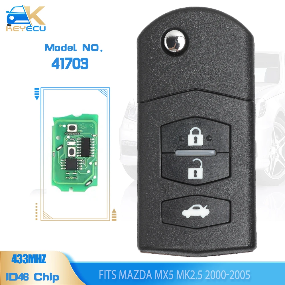 KEYECU Model NO.41703 433MHz 4D63 Chip Upgraded Flip Remote Car Key Fob ...