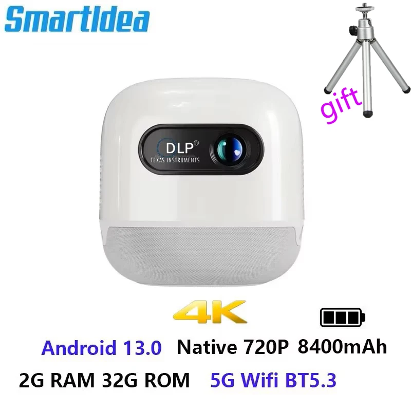 Smartldea Android 13.0 HD DLP Pocket Projector Native 720P Mini Smart ...
