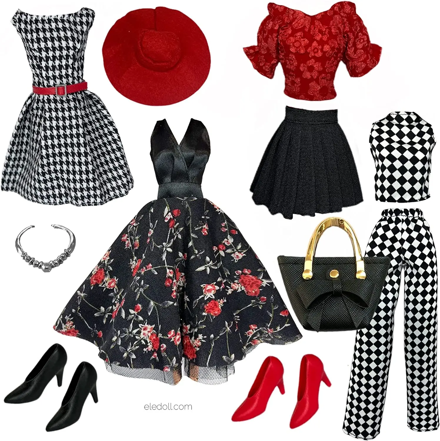 Doll-Clothes-Deluxe-Fashion-Pack-Tea-TIME-Black-RED-Classic-Set-for-11 ...