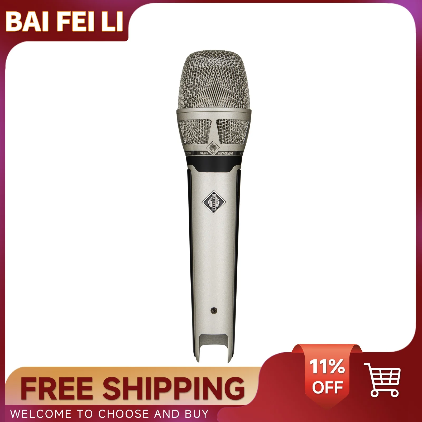 BAIFEILI KK205 Handheld Wired Microphone,34mm Large Diaphragm Cardioid ...