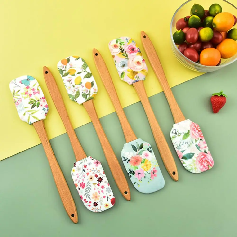 30-5cm-Silicone-Cake-Scraper-Wooden-Handle-Colorful-Dessert-Cream ...