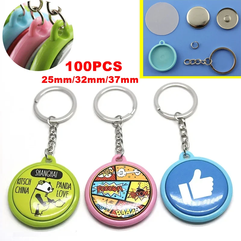100 PCS Metal Button Supplies for 25/32/37mm Button Maker Double-Sided ...