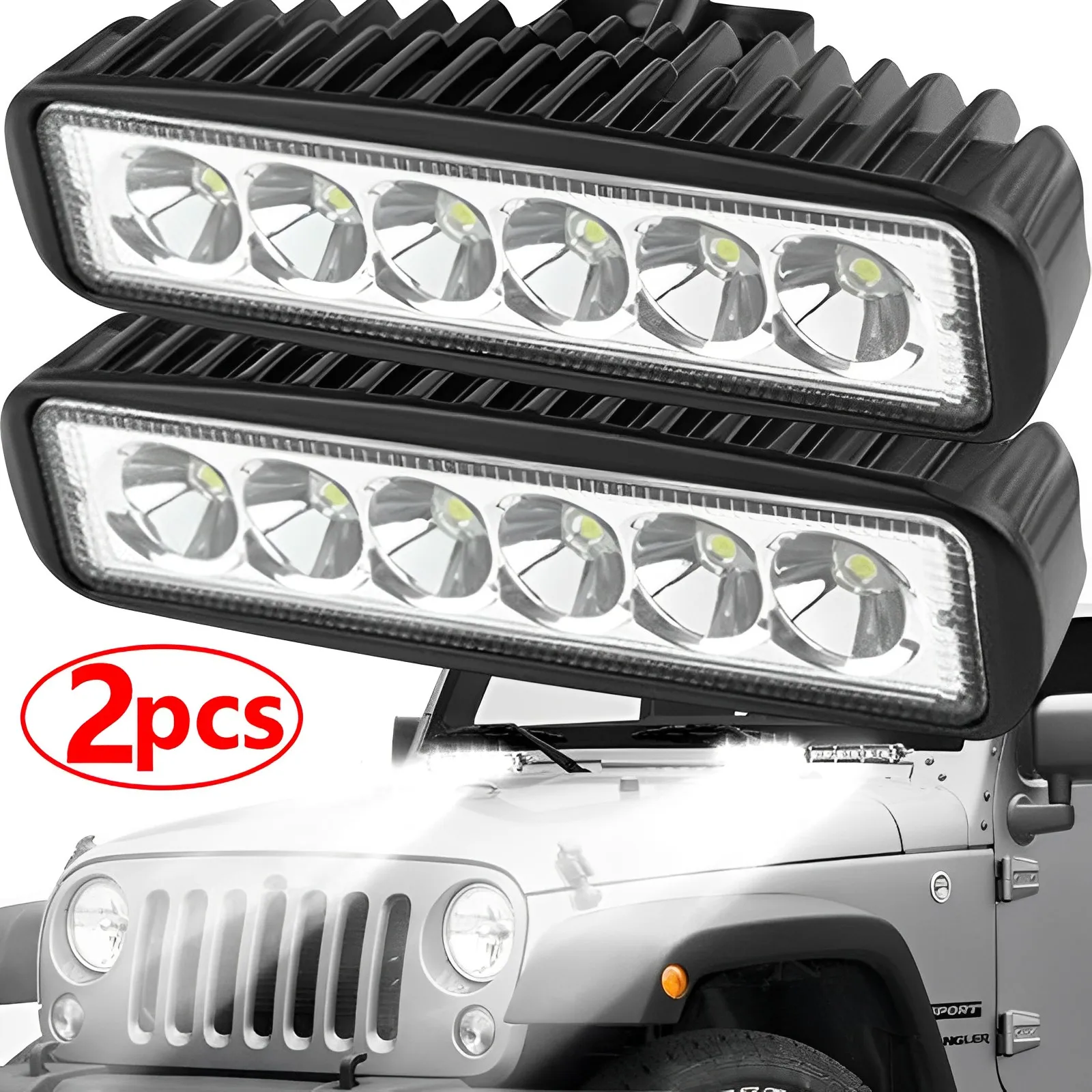 1/2PCS 18w 6 LED Car Work Light High Bright Spotlight Universal Offroad ...