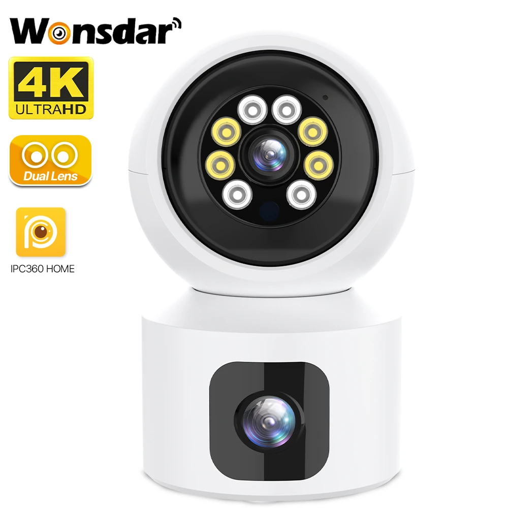 8MP Dual Lens WIFI IP Camera Indoor 4K HD Dual Screen Home Baby Monitor ...