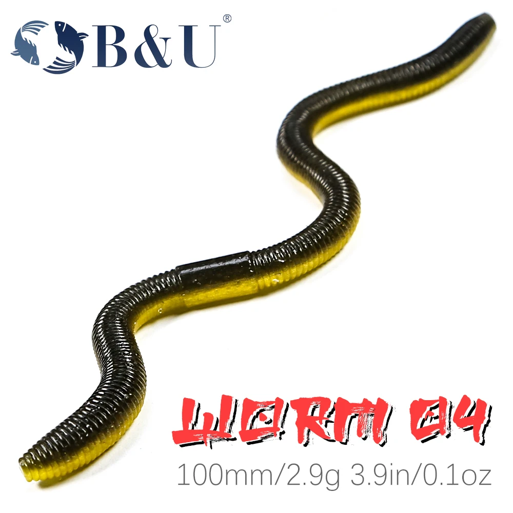 B-U-worm-Soft-Lures-10cm-2-9g-8pcs-bag-Fishing-Artificial-Silicone-Bass ...