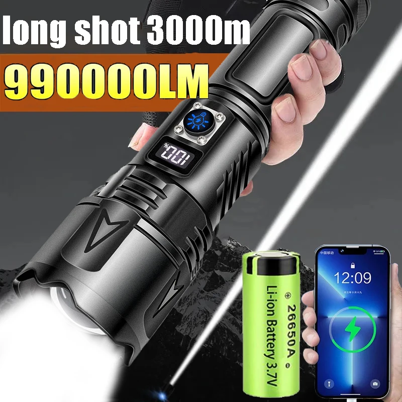 Most-Powerful-Flashlight-USB-Rechargeable-Torch-High-Power-LED ...