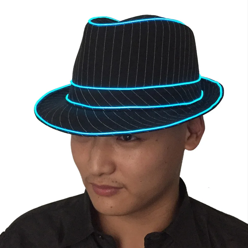Fluorescent-Luminous-Gentleman-Hat-LED-Glowing-Cap-For-Men-Masquerade ...
