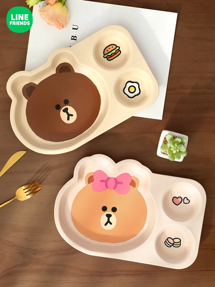 Line-Friends-Brown-Choco-Kid-Dinner-Plate-Divided-Fat-reducing ...
