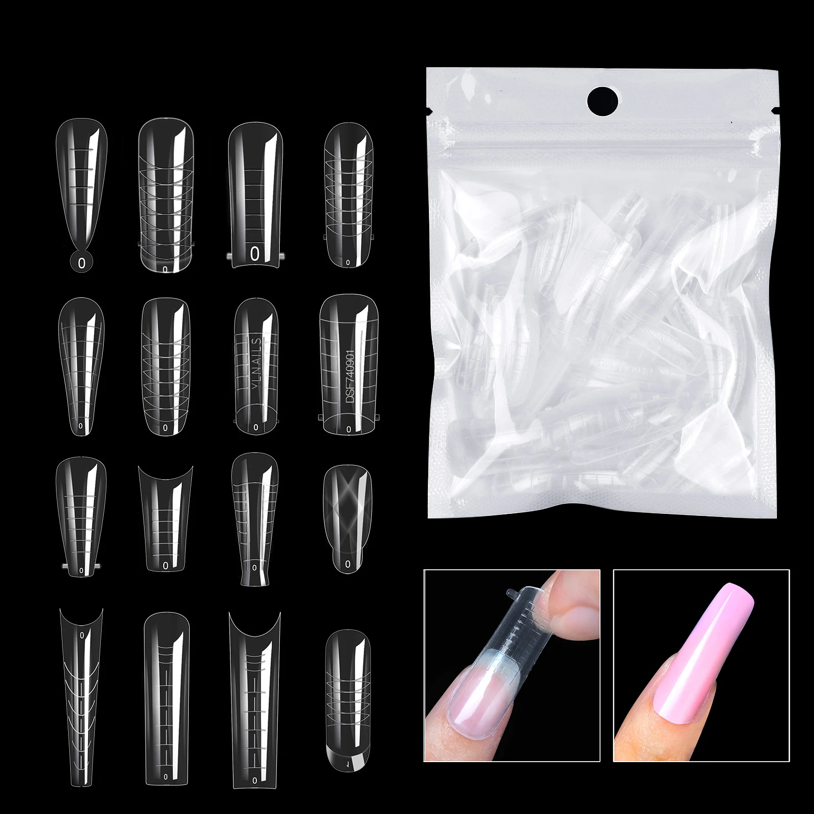 Clear-Nail-Extension-Forms-Top-Molds-For-Nails-Quick-Building-Mold-Dual ...