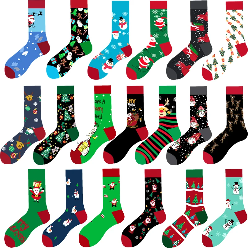 Merry-Christmas-Socks-Design-Funny-Women-Men-Sox-Happy-Santa-Claus-Elk ...