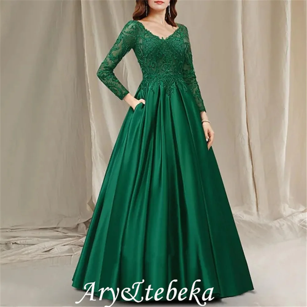 Vestido-para-madre-de-la-novia-elegante-lujoso-con-cuello-en-V-longitud ...