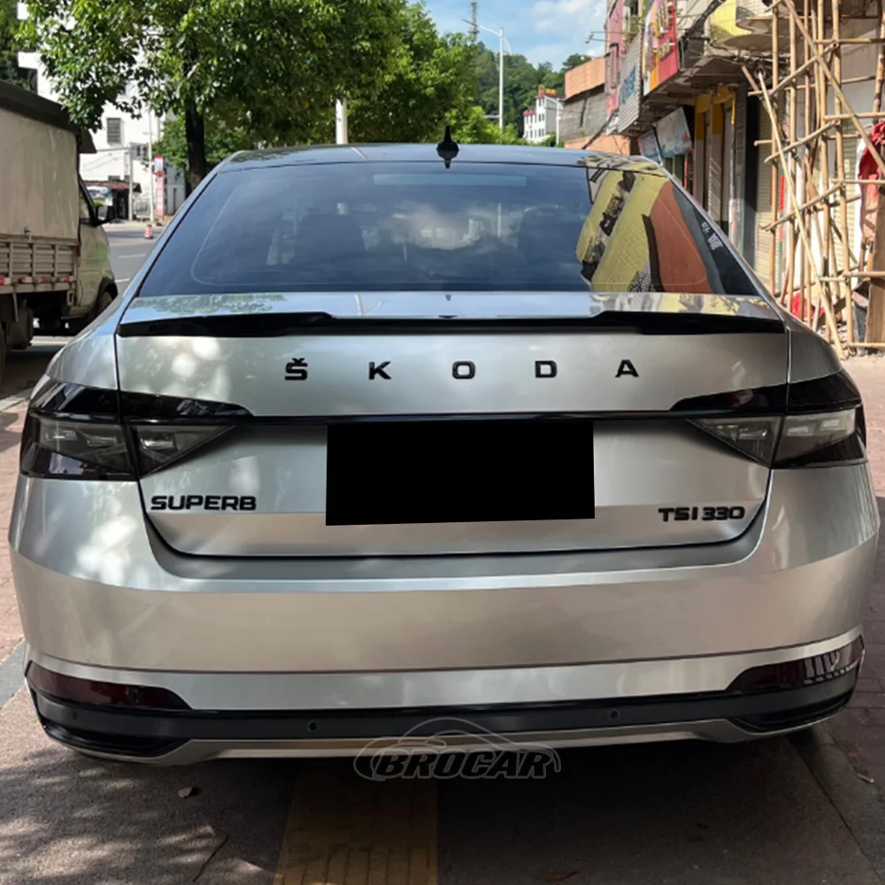 For-skoda-Superb-2016-2019-ABS-Material-Carbon-Fiber-Exterior-Rear ...