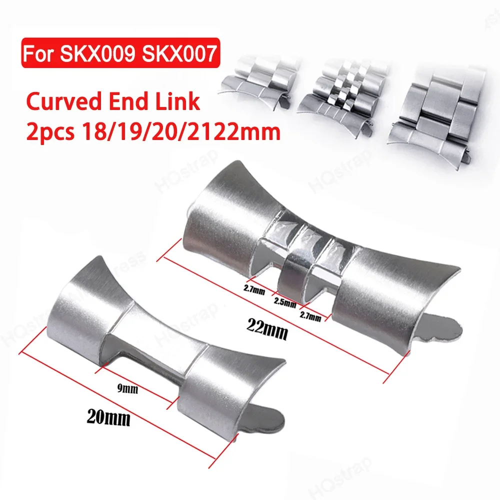 2pcs-Stainless-Steel-Curved-End-Link-Metal-Band-20mm-22mm-18mm-19mm ...