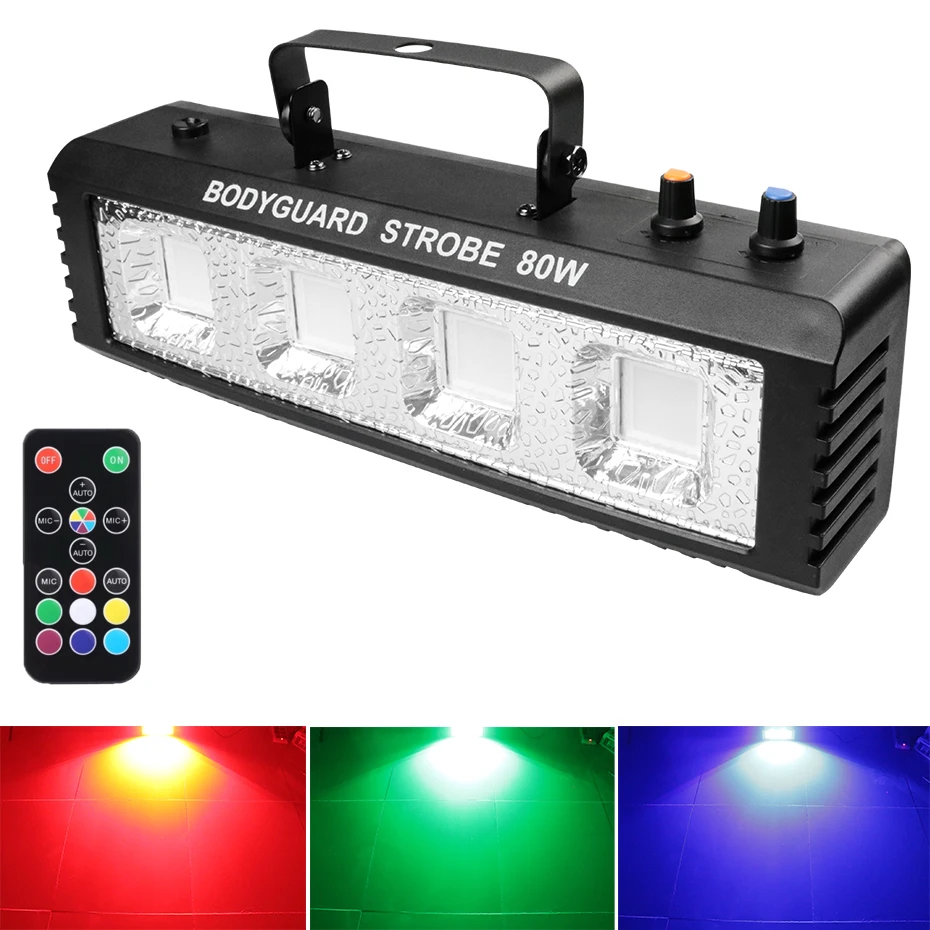 RGB-White-DJ-Disco-Strobe-Light-40W-60W-80W-100W-Controle-Remoto-Som ...