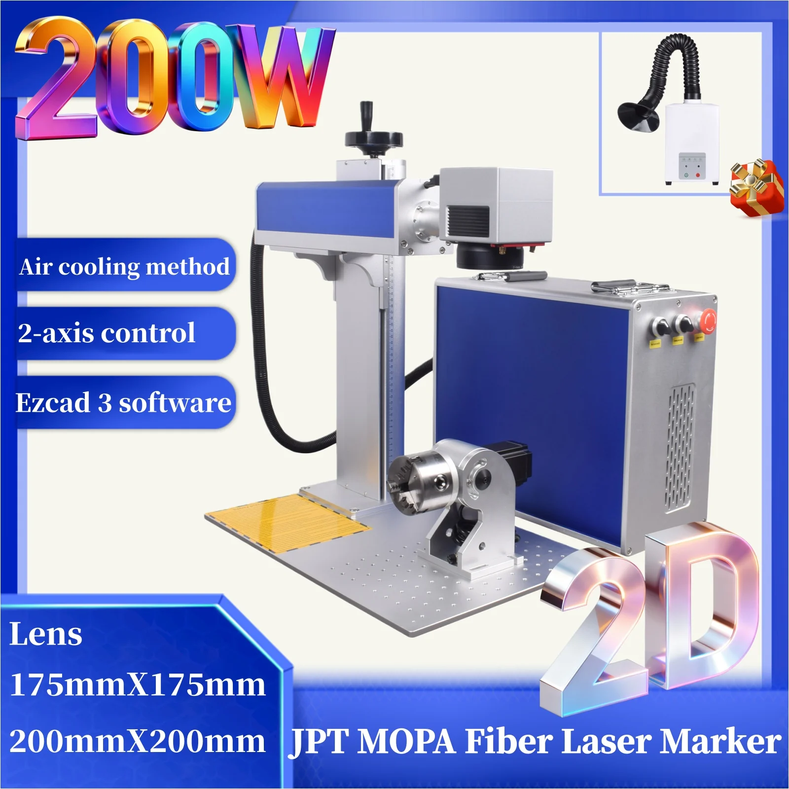 JPT Mopa E2 60W/100W/200W Air-cooled Portable Fibre Laser Marking ...