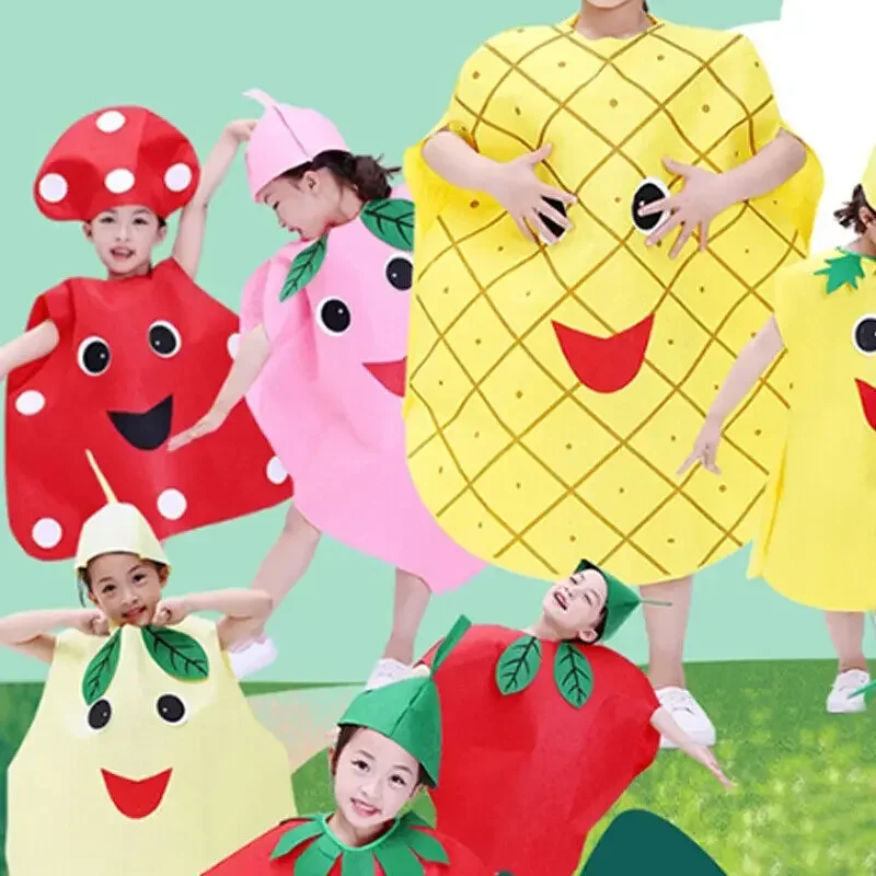 Kids Fruit & Veggie Cosplay Costumes Fun Strawberry Grape Outfit for ...