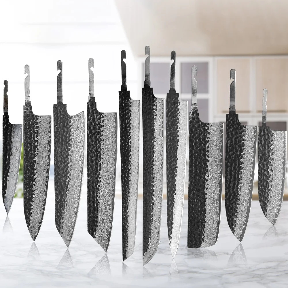 TURWHO-1-10-Pieces-Japanese-Chef-Knife-Blank-Blade-DIY-Damascus-Steel ...