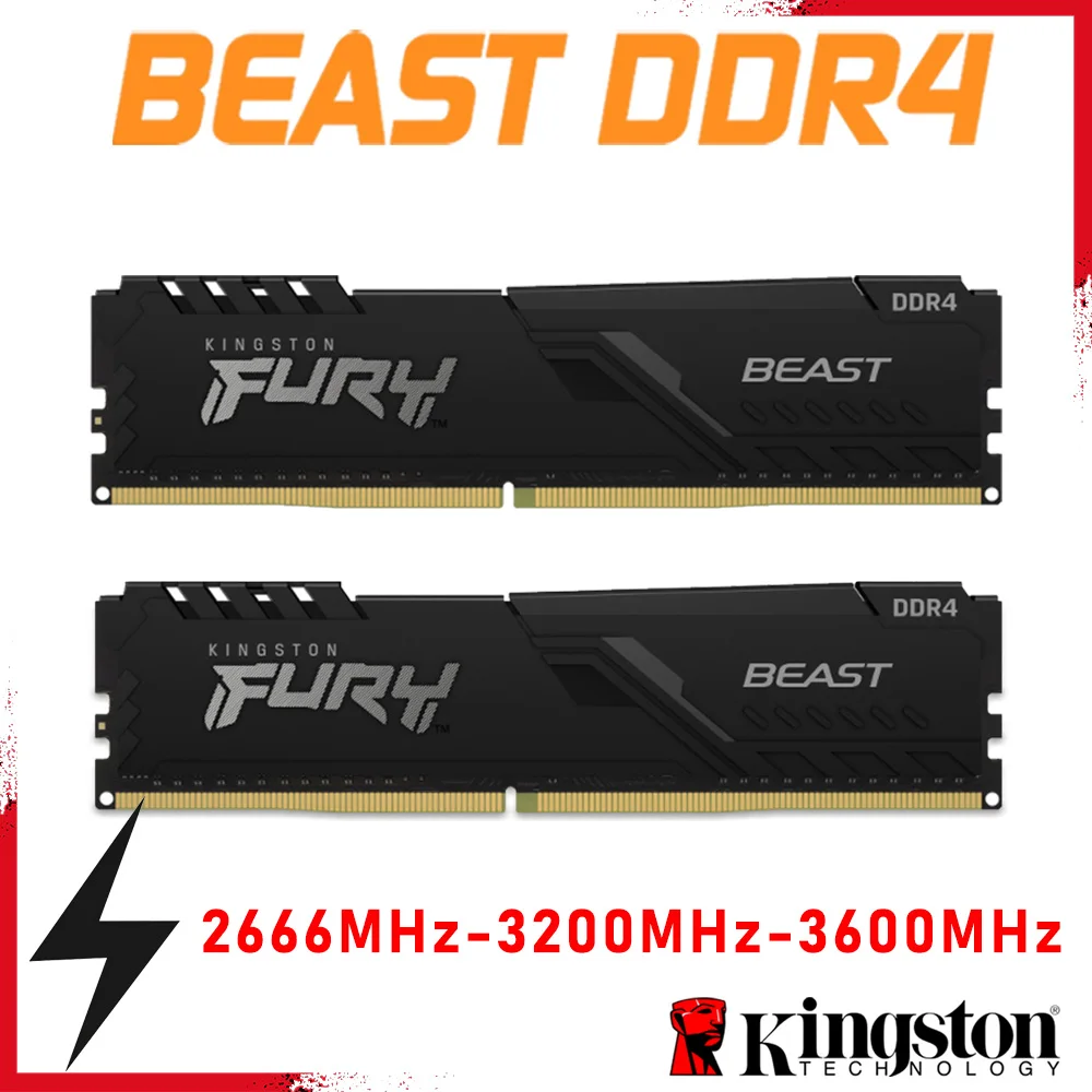 Kingston RAM DDR4 Fury Beast Memory DDR4 2666MHz 3200MHz 3600MHz1.35V ...